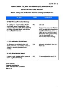 Agenda Item 4 ) - Matters Arising - Cumbria, Northumberland, Tyne and ...