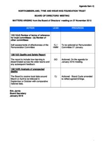 Agenda Item 4 - Matters Arising - Cumbria, Northumberland, Tyne and ...