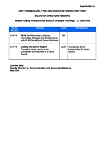 Agenda item 4 ) - Matters Arising - Cumbria, Northumberland, Tyne and ...