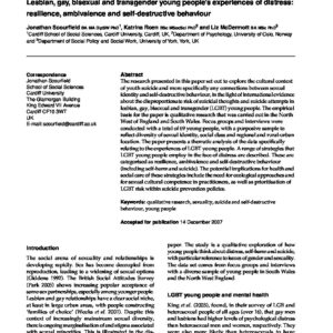 LGBT Self Destructive Behaviour - Cumbria, Northumberland, Tyne and ...
