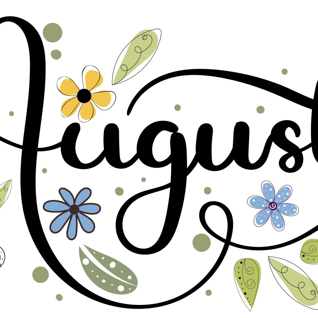 Hello,August.,August,Month,Vector,With,Flowers,And,Leaves.,Decoration ...