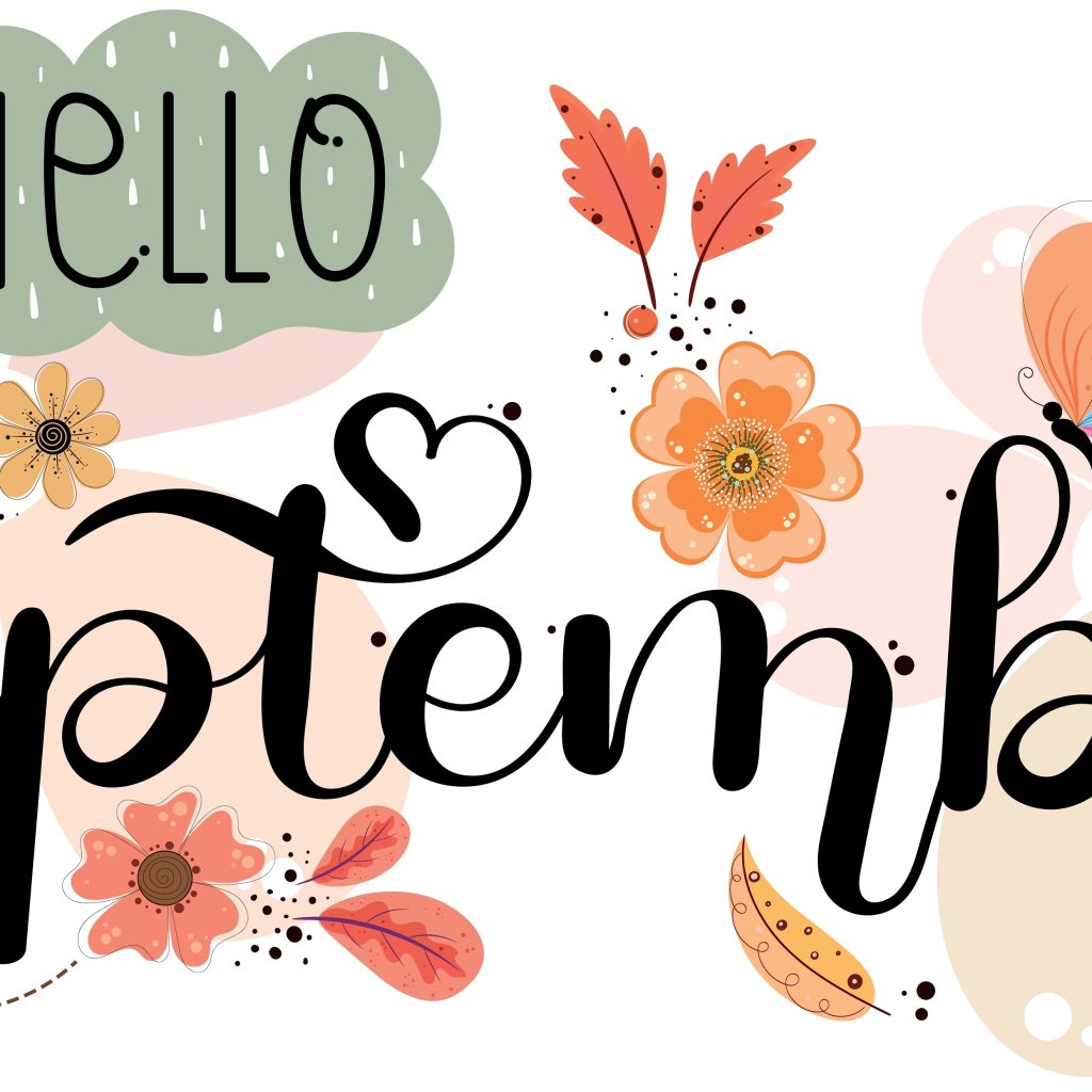 Hello,September.,September,Month,Vector,With,Flowers,,Butterfly,And ...